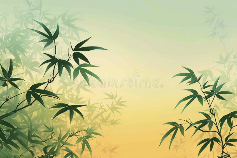 Visual Highlighting Bamboo Leaves Background with Copy Space, Green and ...