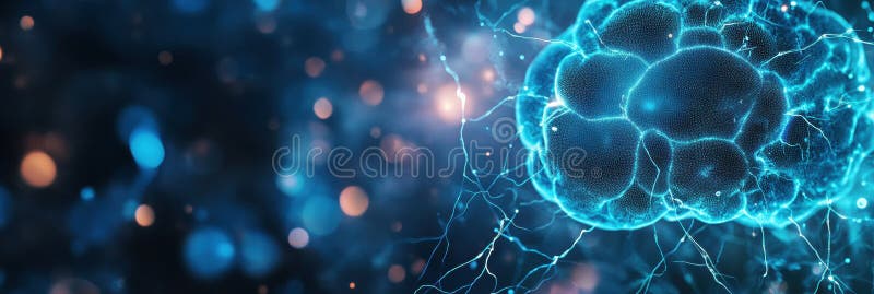 This Visual Highlights a Detailed View of a Brain with Luminous Blue ...