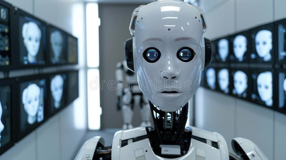 A Visual of a Humanoid Robot with a Screen Face Displaying Various AI ...