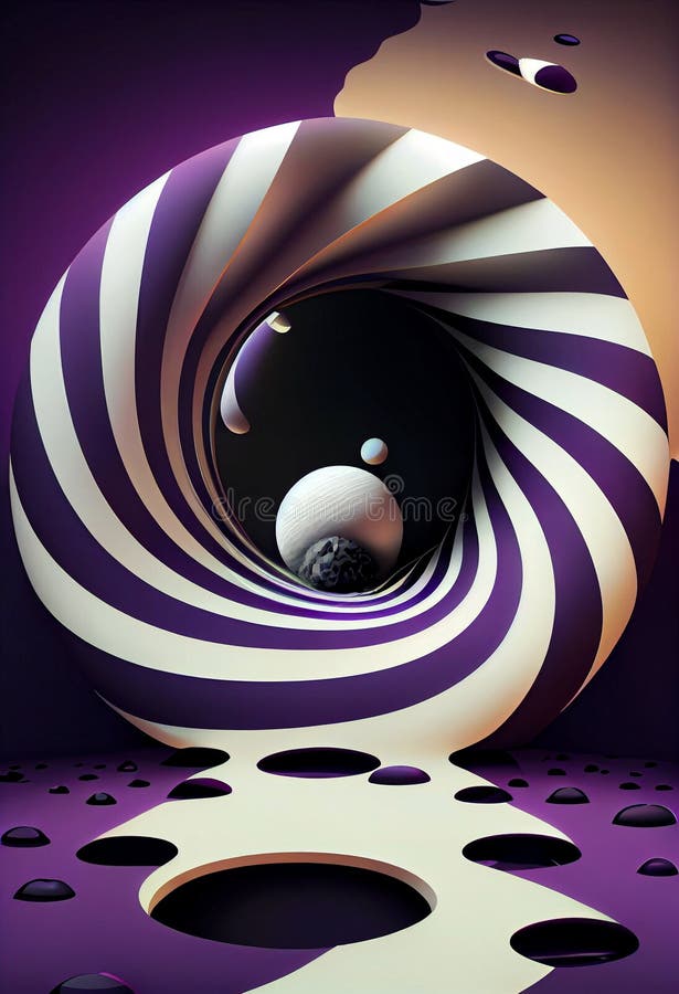 Visual Illusion. a Ball is Moving on Rotating Mottled Lack Purple Hole ...