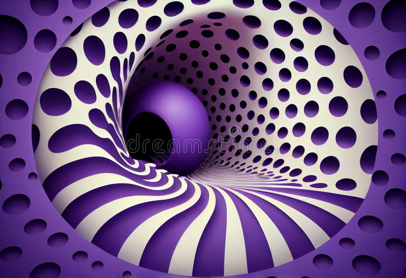 Visual Illusion. a Ball is Moving on Rotating Mottled Lack Purple Hole ...