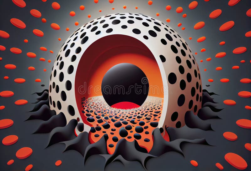 Visual Illusion. a Ball is Moving on Rotating Mottled Red Black Hole ...