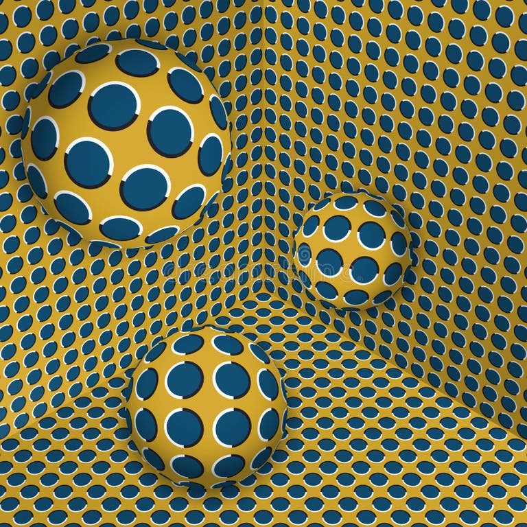 Visual Illusion Illustration. Three Balls are Moving on in the Yellow ...