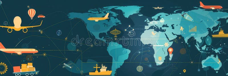 This Visual Illustrates a Global Map Displaying Various Transport ...