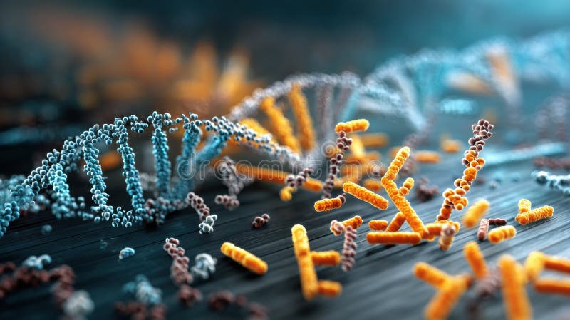 DNA Strand Interacting with Bacterial Colonies To Demonstrate the ...