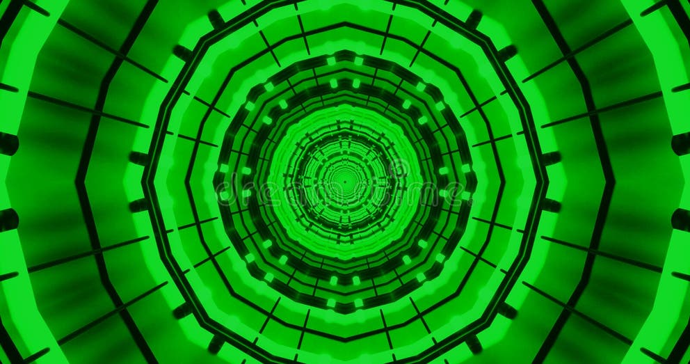 Visual Journey through a Green Vortex Tunnel Stock Illustration ...