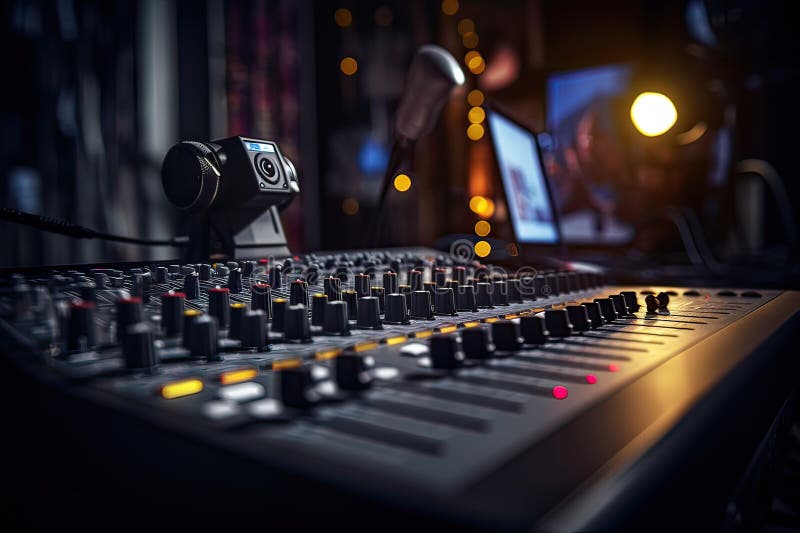 Sound Mixing Console in Studio. AI Generative Stock Illustration ...
