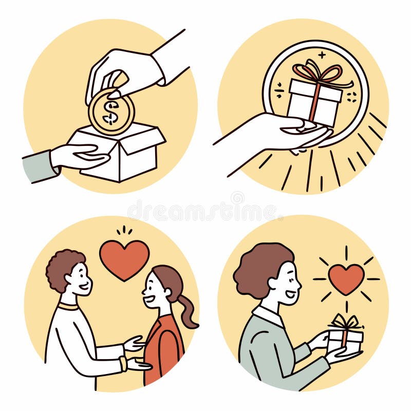 A Visual Layout with Multiple Donation Vector Illustration Stock ...