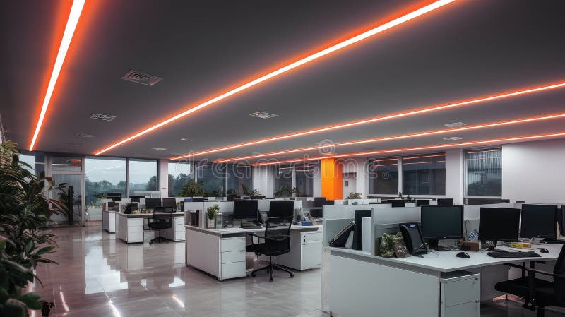 Visual led office lighting stock illustration. Illustration of ceiling ...