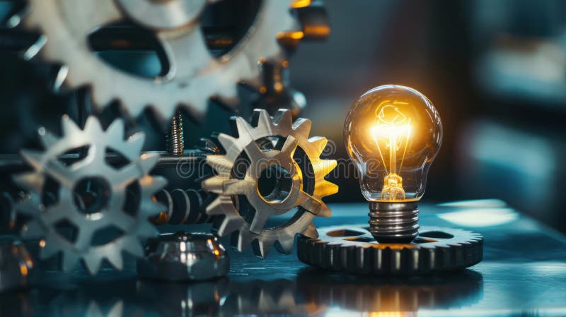 A Visual of a Light Bulb and Gears Symbolizing New Ideas and Innovation ...