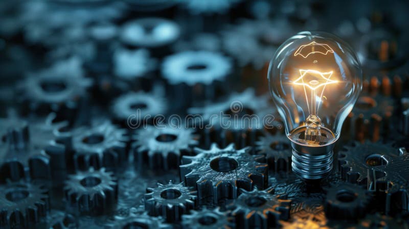 A Visual of a Light Bulb and Gears Symbolizing New Ideas and Innovation ...