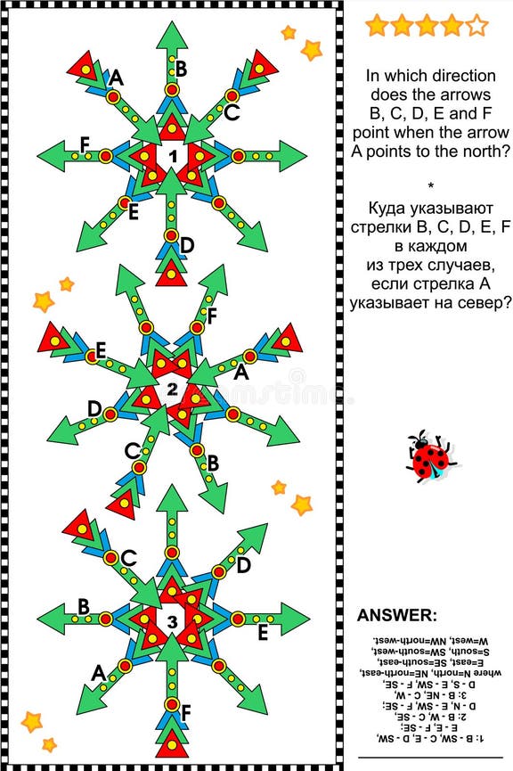 Visual Logic Puzzle - Compass Map Directions Stock Vector ...