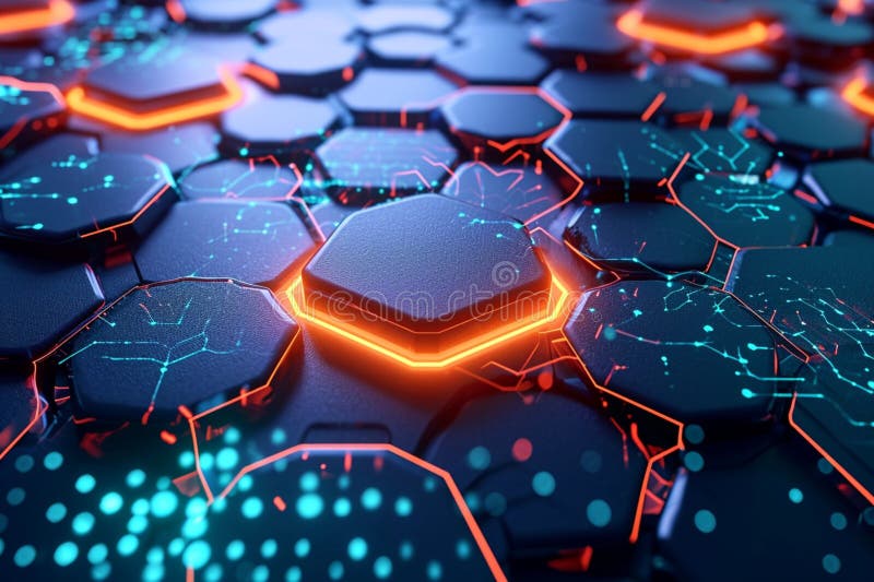 A Visual Marvel Hexagonal Cubes Glow in a Hi Tech Cyberspace Stock ...
