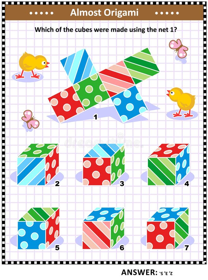 Visual Math Puzzle with Cubes and Net Stock Vector - Illustration of ...