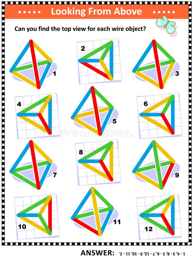 Find Top View Visual Math Puzzle with Set of Solids Stock Vector ...