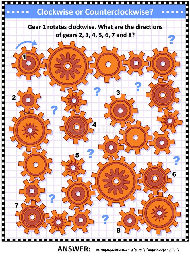 Visual Puzzle with Rotating Gears and Belt Drives Stock Vector ...