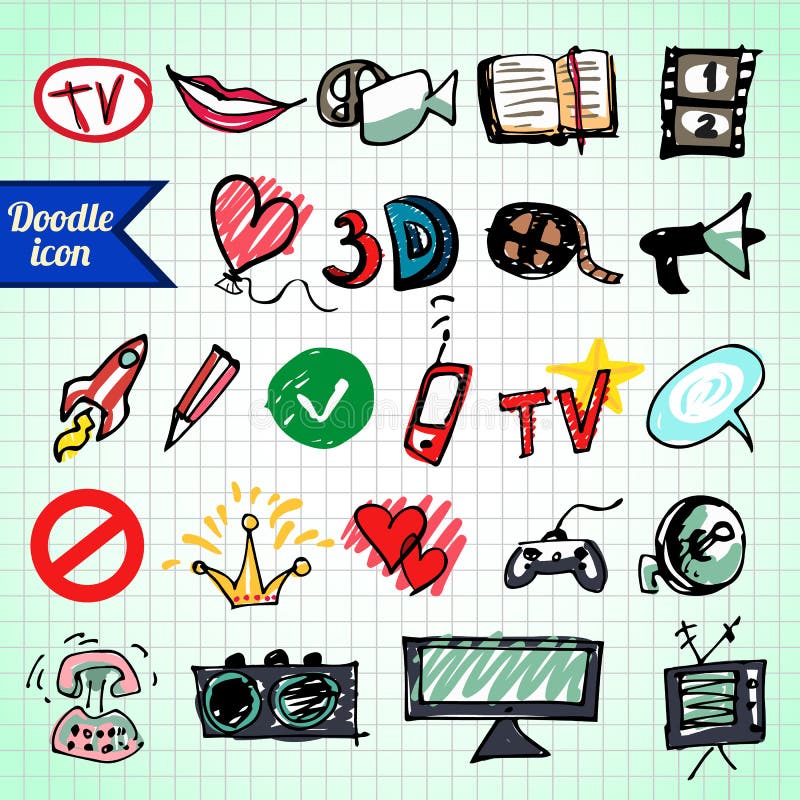 Visual Media Doodle stock vector. Illustration of computer - 43308779