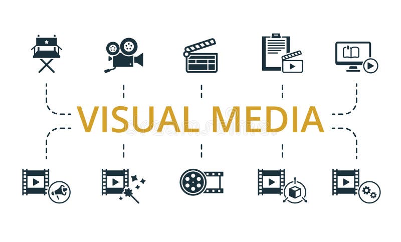 Visual Media Set Icon. Editable Icons Visual Media Theme Such As Movie ...