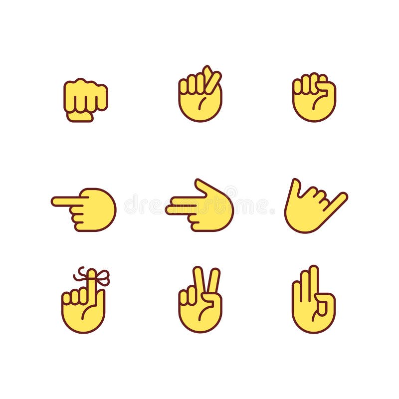 Visual Messages by Hands Pixel Perfect RGB Color Icons Set Stock Vector ... Visual Messages by Hands Pixel Perfect RGB Color Icons Set Stock Vector ...