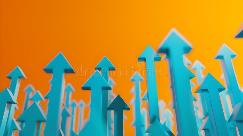 Multiple Blue Arrows Pointing Upward Against an Orange Background ...