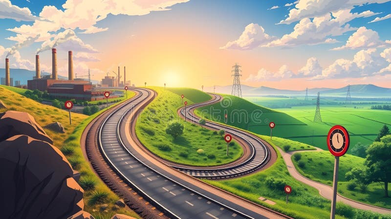 A Visual Metaphor a Road Winding through Different Landscape Stock ...