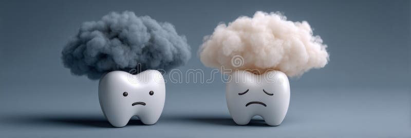 Visual Metaphor Showing Teeth Grinding Due To Stress Featuring Cloud ...