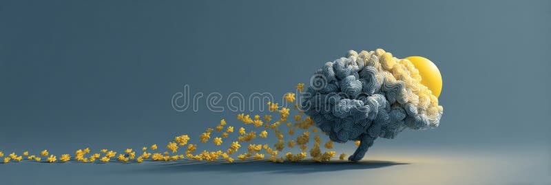 Brain Transitions from Stormy Clouds To Bright Sunshine, Symbolizing ...