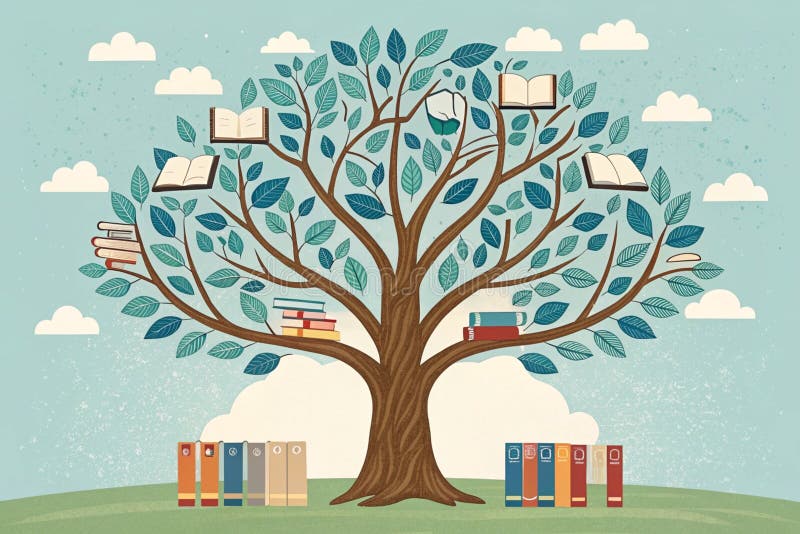 A Visual Metaphor of a Tree with Branches Made of Books- Generated by ...