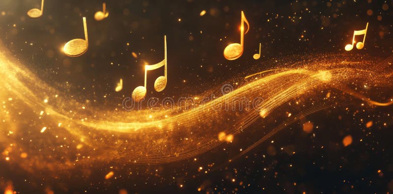 A Visual of a Music Background with Musical Notes and White Waves on a ...