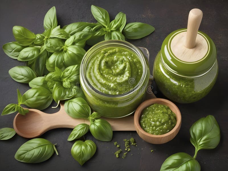 A Visual Ode To Pesto S Goodness Stock Photo - Image of herb, flavorful ...