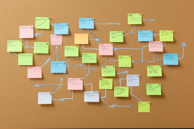 Visual Organization of Ideas Using Sticky Notes on a Corkboard for ...