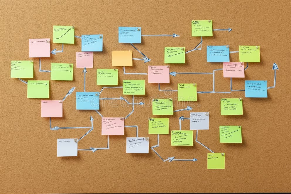 Visual Organization of Ideas Using Sticky Notes on a Corkboard for ...