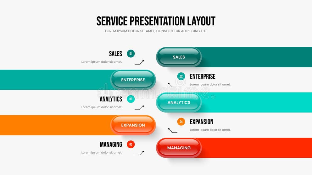 Visual Overview 5 Option Diagram Presentation Layout. Stock Vector ...