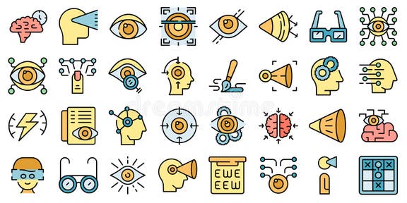 Visual Perception Icons Set Line Color Vector Stock Vector ...