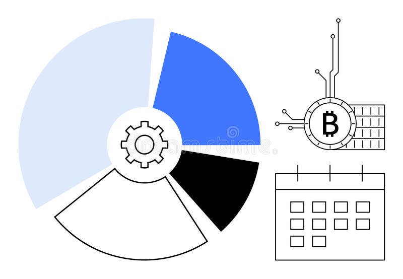 Cryptocurrency Analysis Chart with Bitcoin Symbol and Calendar Elements ...