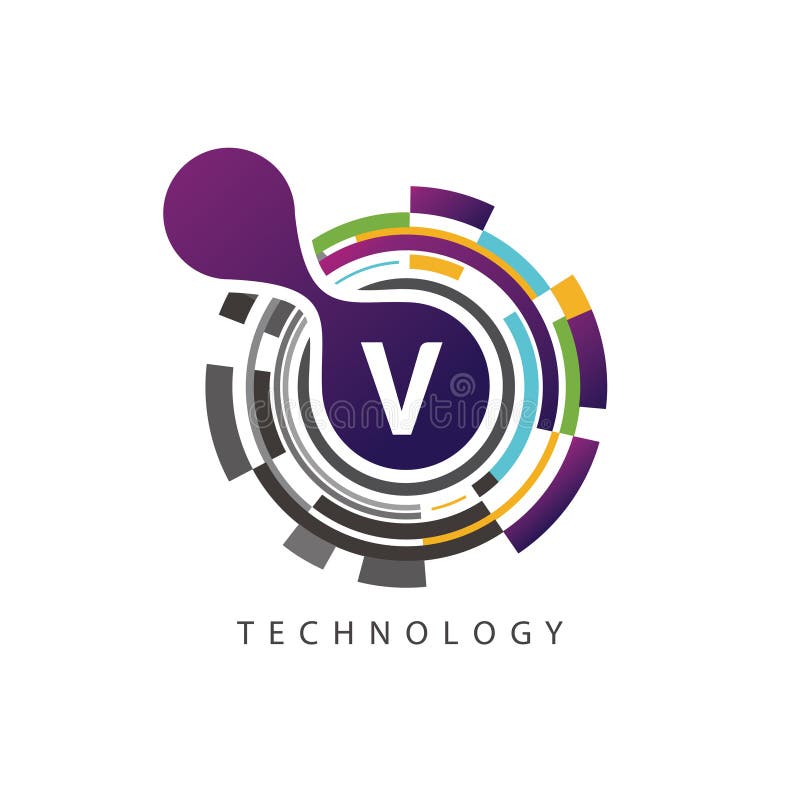 Visual Pixel Techno V Letter Logo Stock Illustration - Illustration of ...