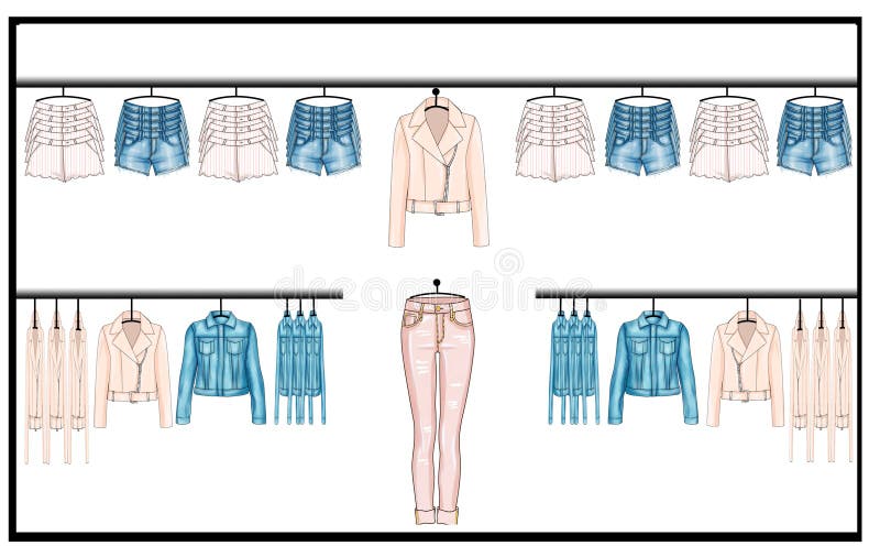 Visual Planogram Illustration of Woman Fashion Clothes Stock ...