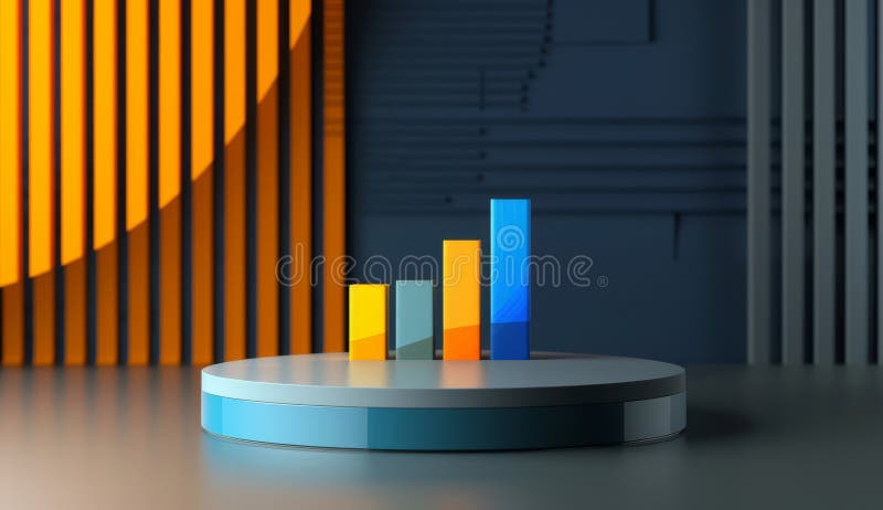 Visual of a Podium Showcasing a Colorful Bar Graph, Symbolizing Data ...