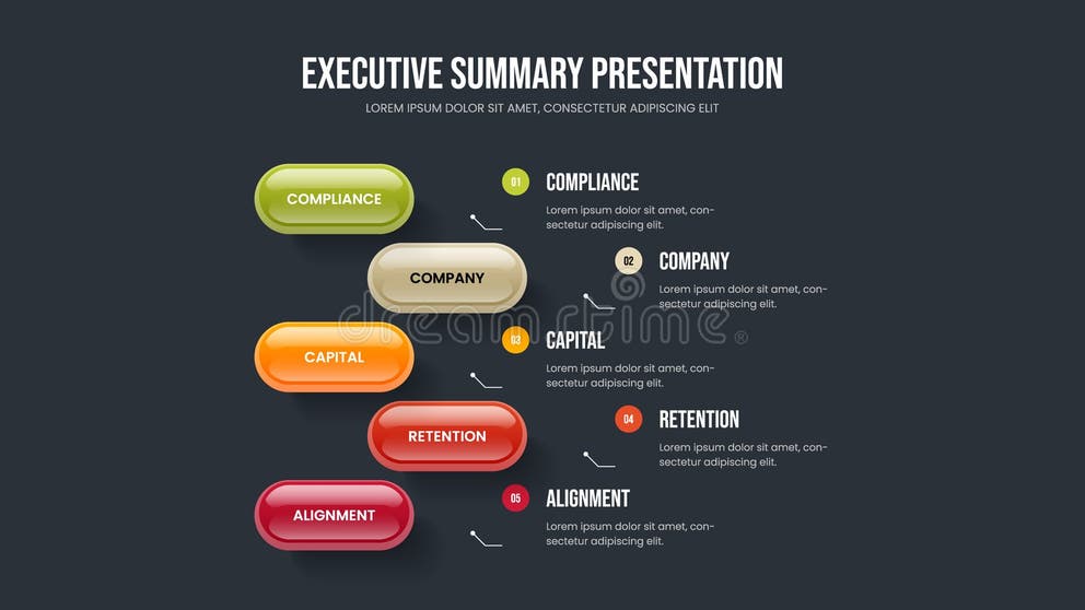 Visual Portfolio 5 Element Infographic Slide Design Stock Vector ...
