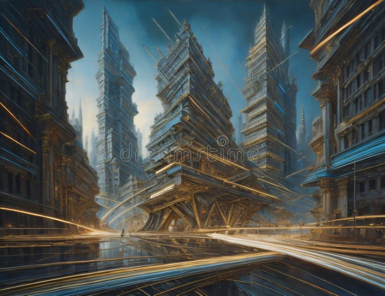 Visual Portrayal of Abstract Structures and Light Trails, Indicative of ...