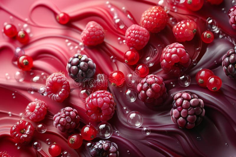 Visual Presenting Abstract Red and Burgundy Paint Swirls with Bubbles ...