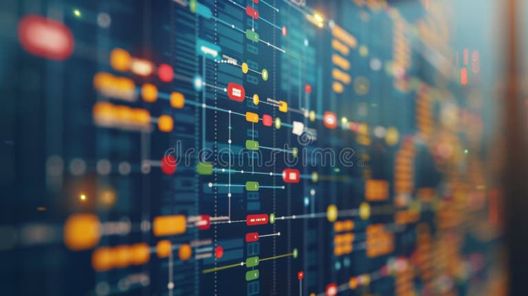 Visual Project Management Tool Showing Tasks Progressing through Stages ...