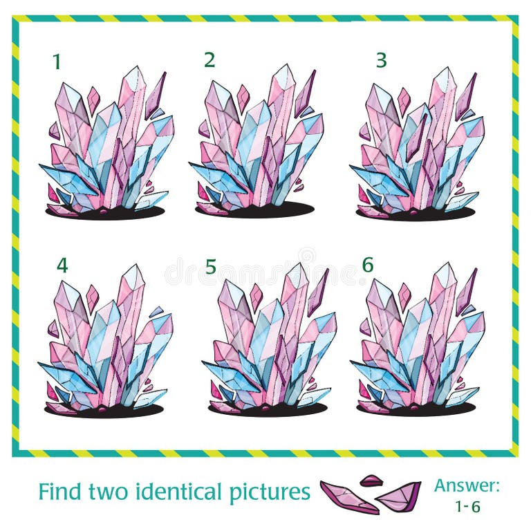 Visual Puzzle - Find Two Identical Images of Crystal Stock Vector ...
