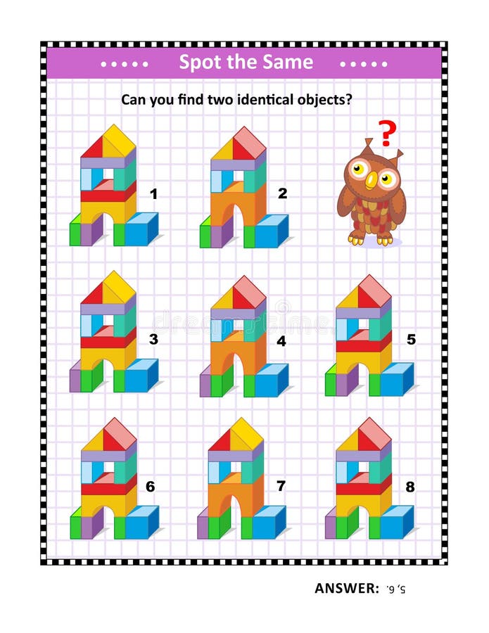 Visual Puzzle - Find Two Identical Pictures - Cups Stock Vector ...