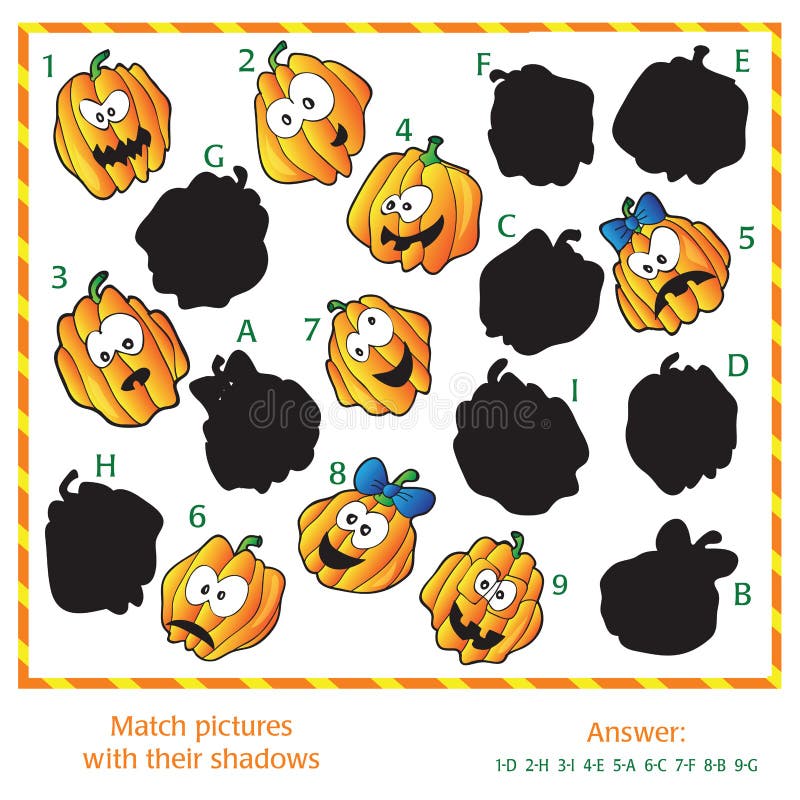 Halloween Visual Puzzle - Find Two Identical Stock Vector ...