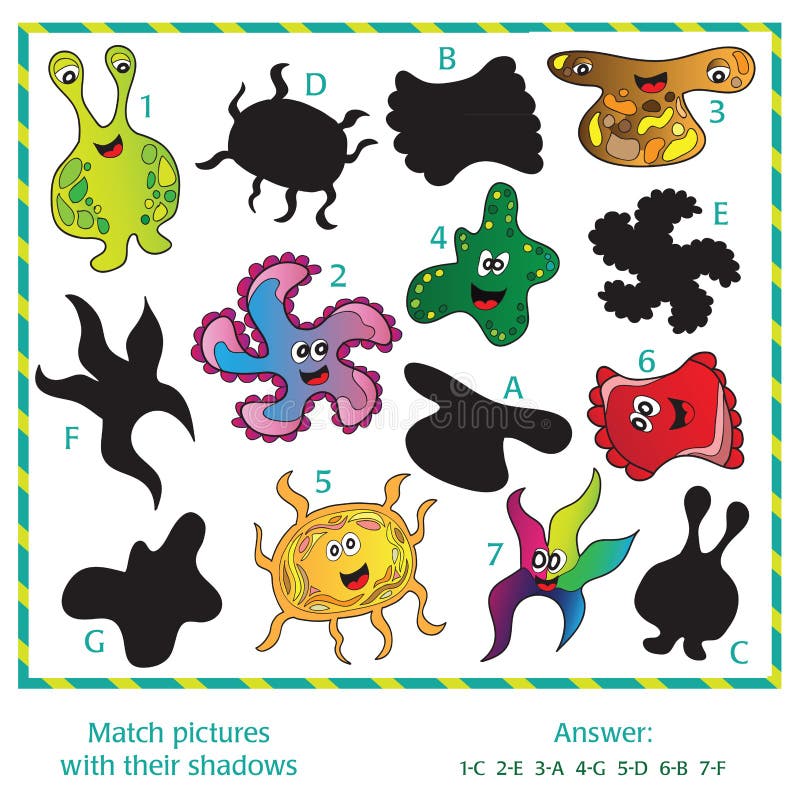 Match To Shadow Visual Puzzle - Gumboots, Umbrella Stock Vector ...