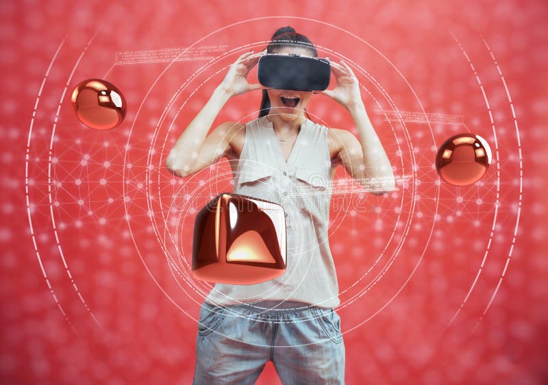 Visual Reality Concept. Young Man Using Visual Reality or VR Headset ...