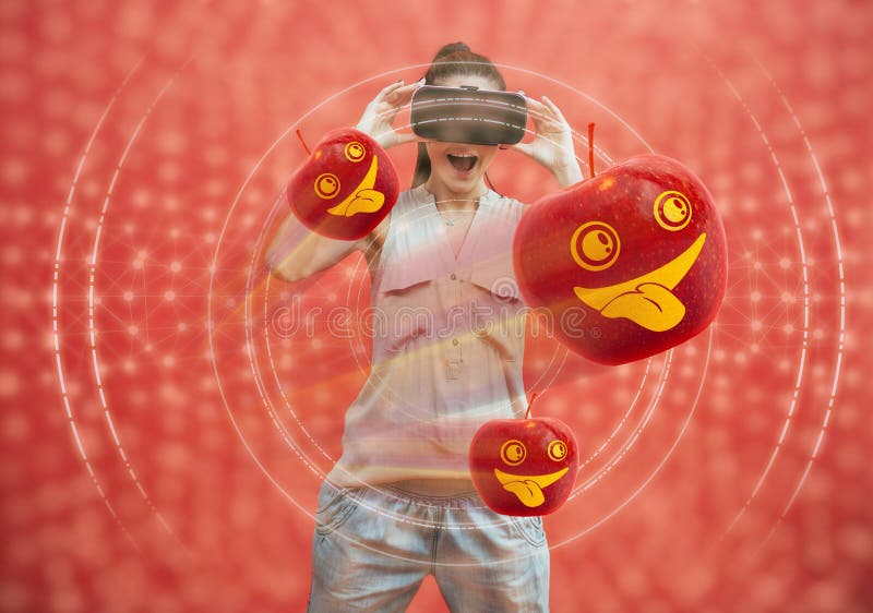 Visual Reality Concept. Young Man Using Visual Reality or VR Headset ...