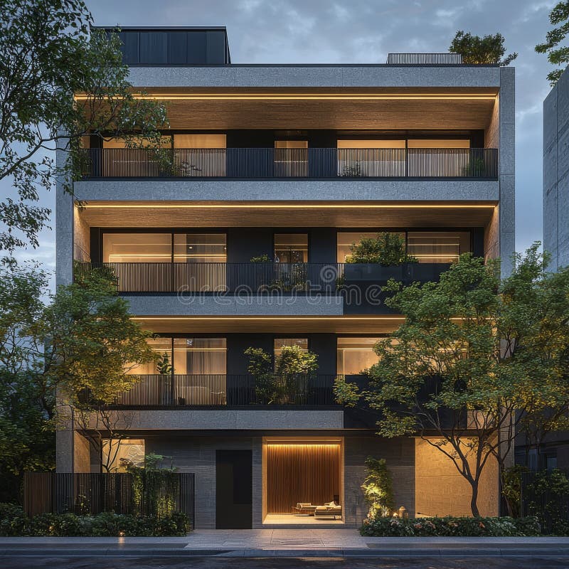 Visual of a Remodeled Japanese Apartment Building. Stock Image - Image ...