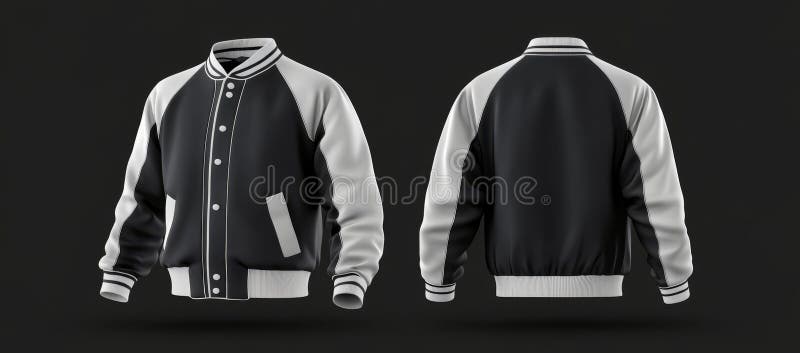 A Visual and Rendering of a Varsity Jacket Presenting the Front, Side ...